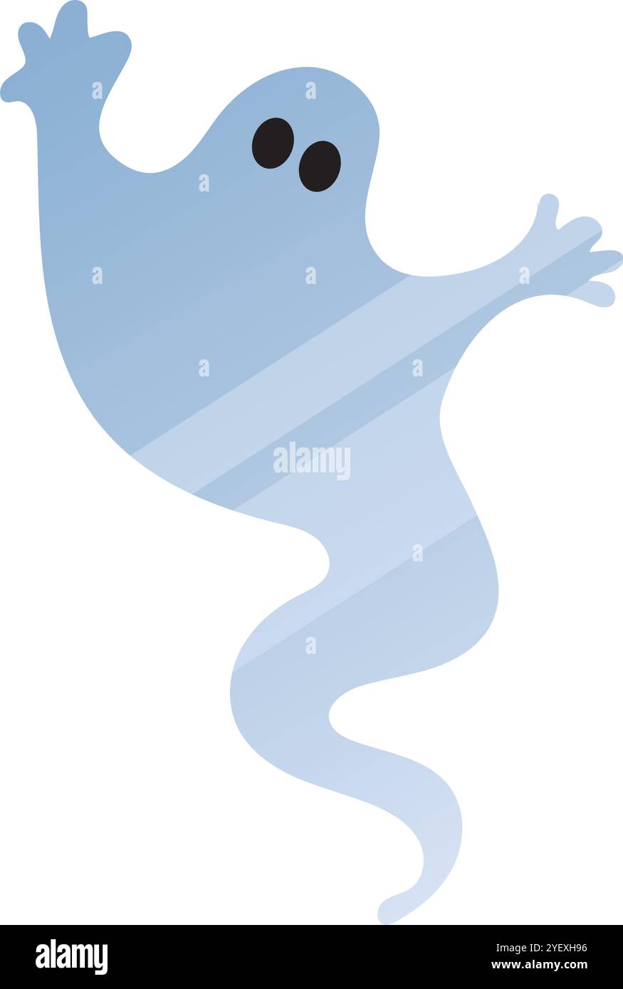 Blue ghost cartoon with simple shape and black eyes, Vector Stock ...