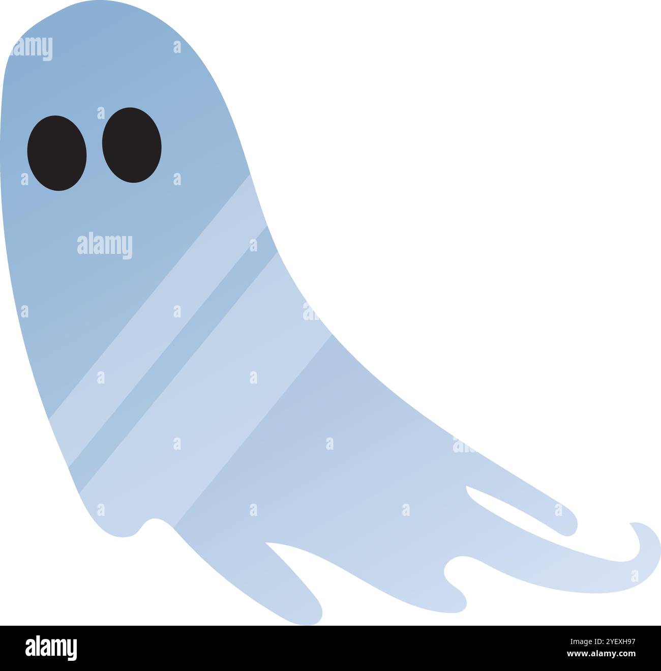 Blue ghost cartoon with simple shape and black eyes, Vector Stock ...