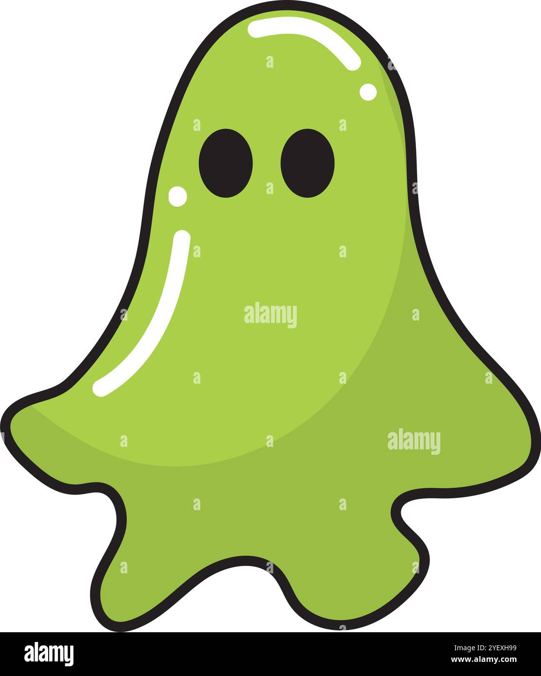 Green ghost cartoon with smooth shiny surface, Vector Stock Vector ...