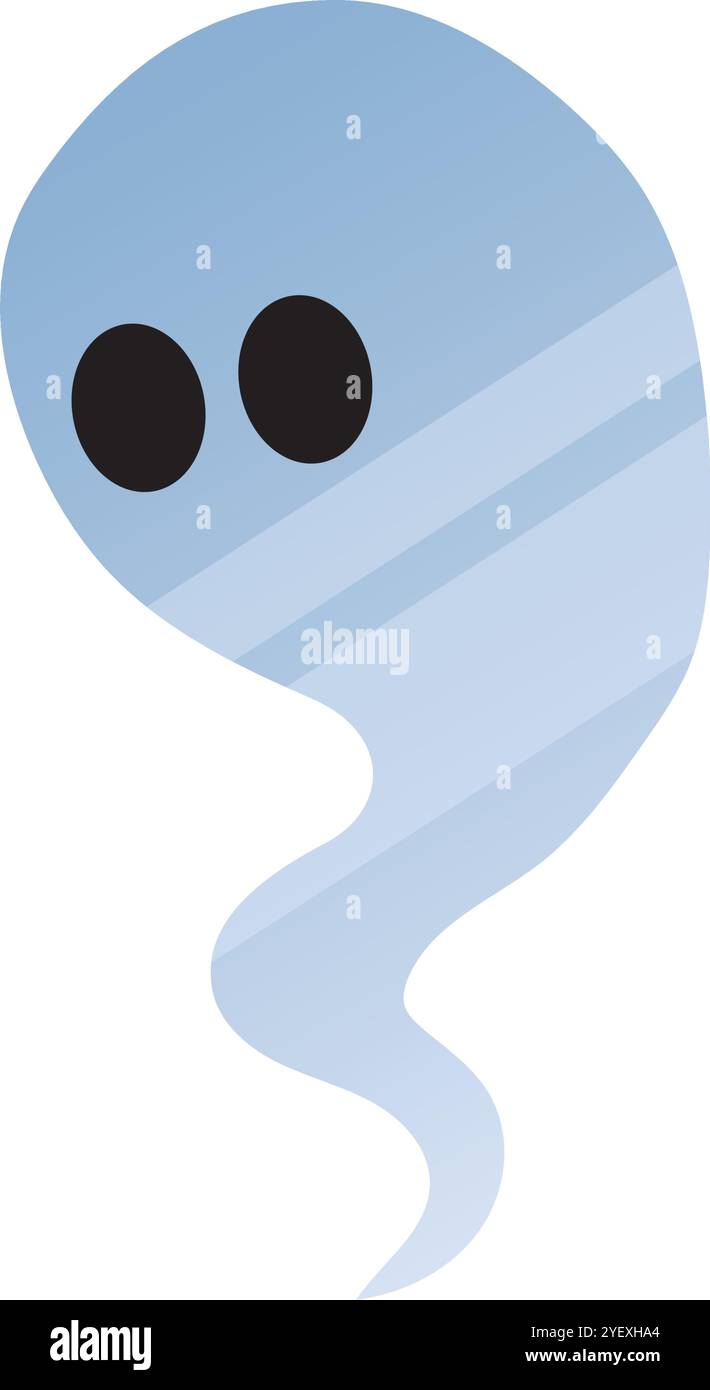 Blue ghost cartoon with simple shape and black eyes, Vector Stock ...