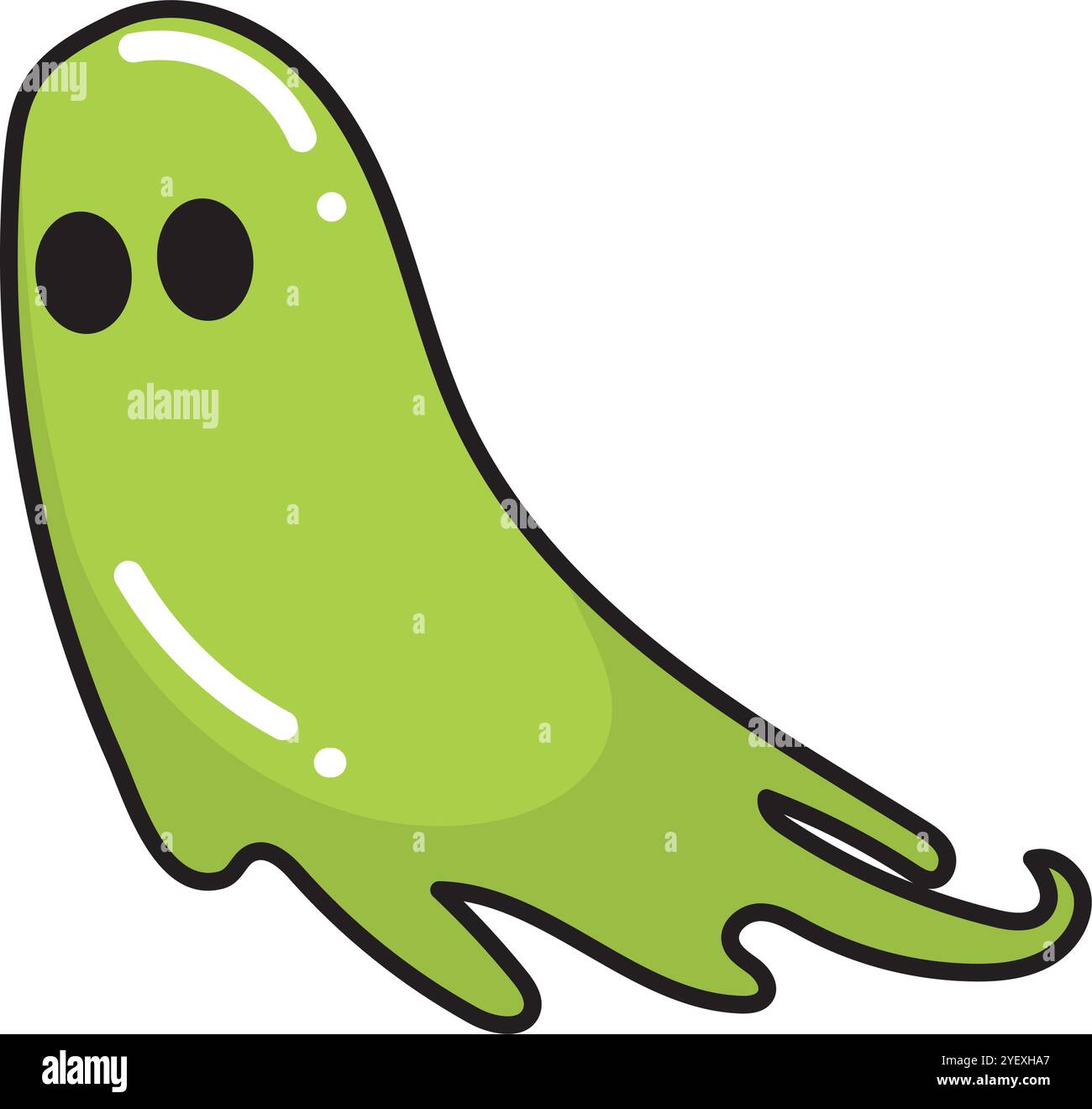 Green ghost cartoon with smooth shiny surface, Vector Stock Vector ...