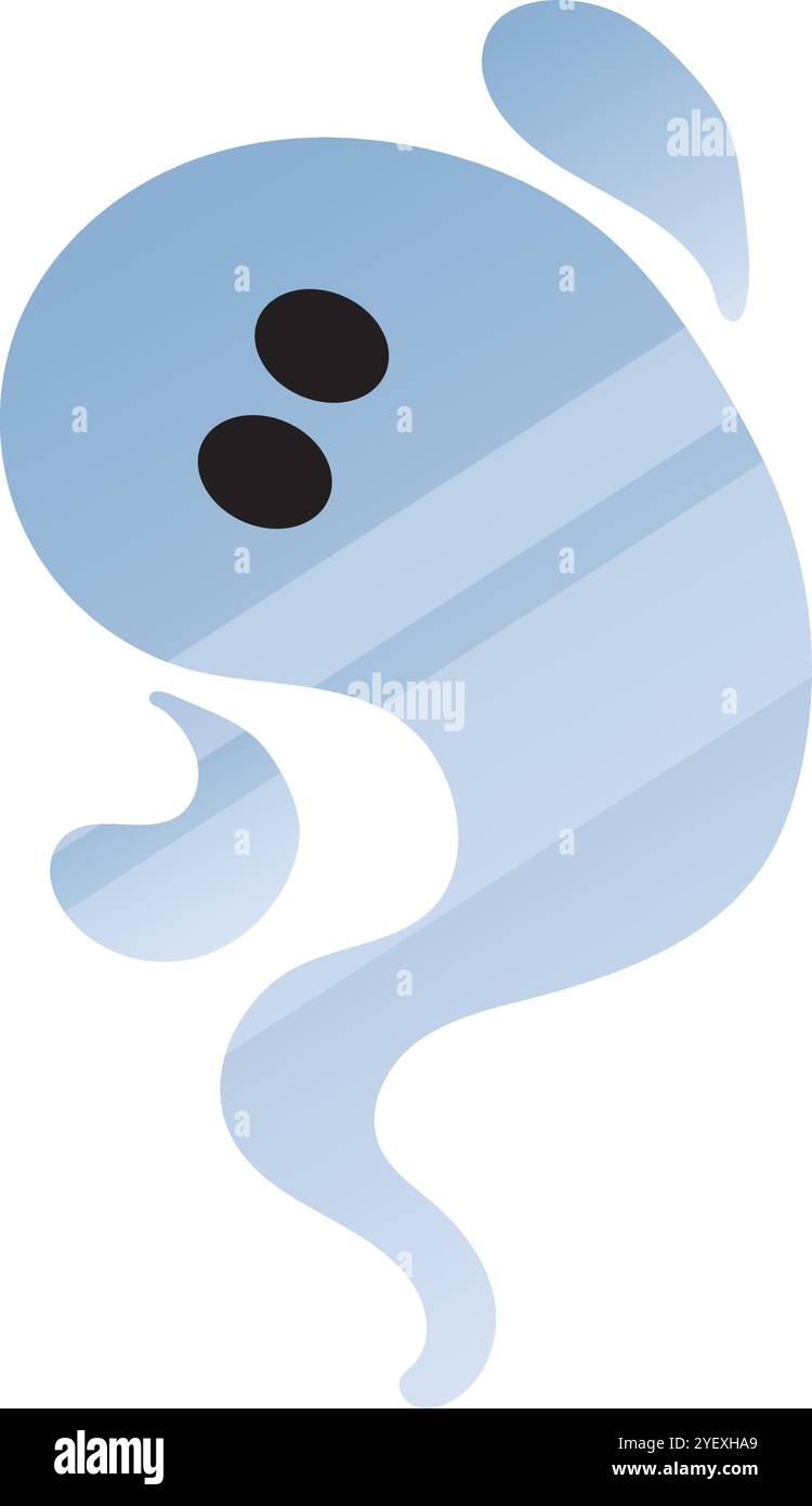 Blue ghost cartoon with simple shape and black eyes, Vector Stock ...