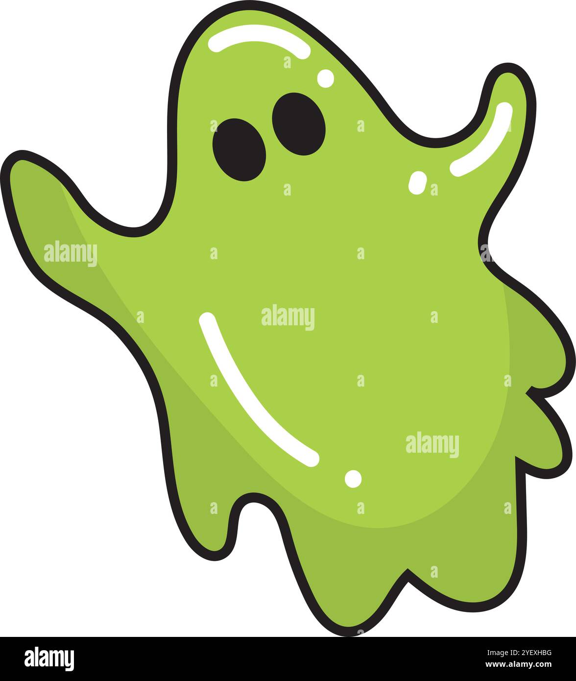 Green ghost cartoon with smooth shiny surface, Vector Stock Vector ...