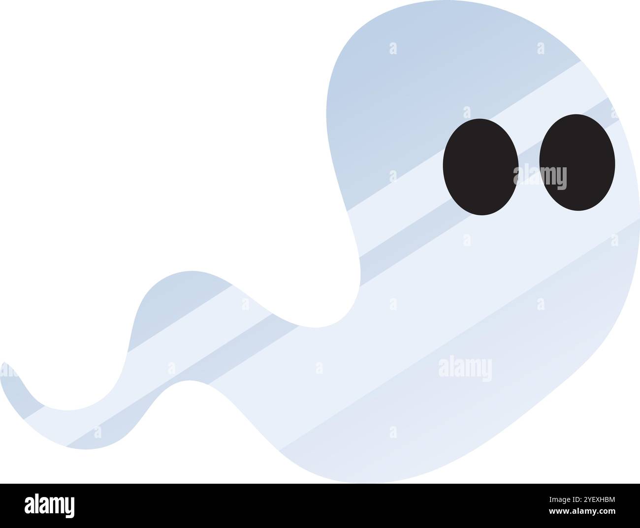 Blue ghost cartoon with simple shape and black eyes, Vector Stock ...