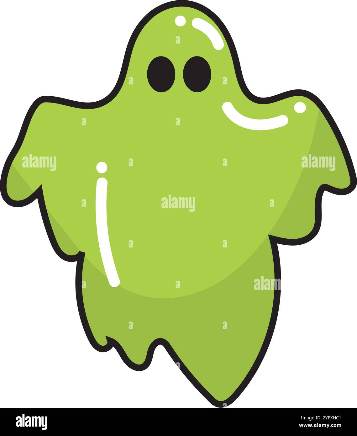 Green ghost cartoon with smooth shiny surface, Vector Stock Vector ...