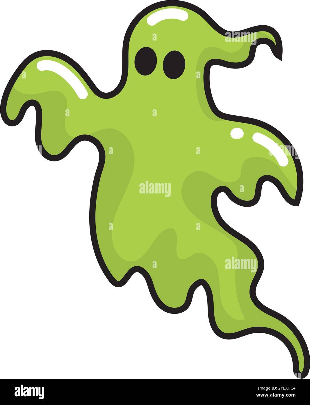 Green ghost cartoon with smooth shiny surface, Vector Stock Vector ...