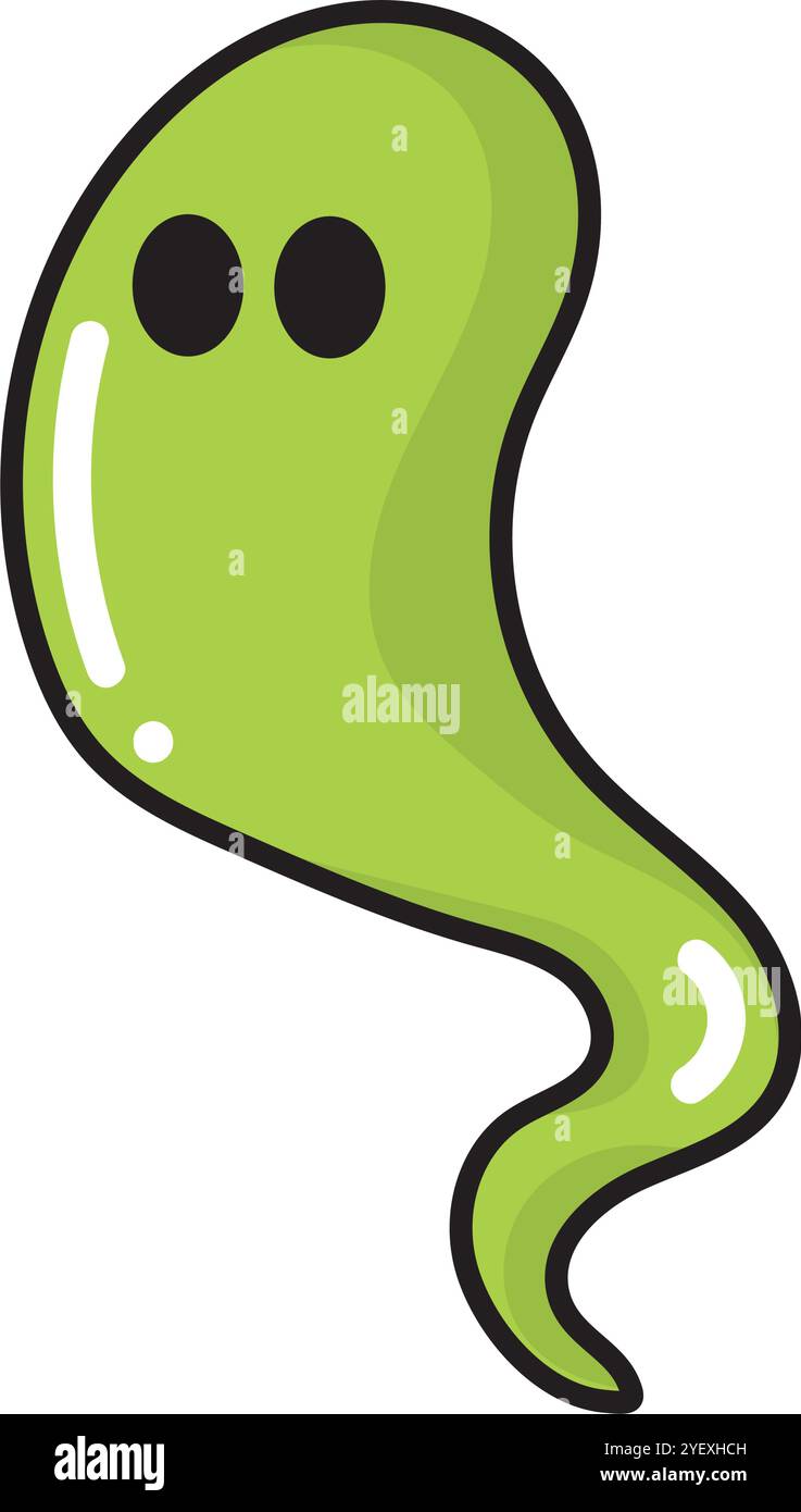 Green ghost cartoon with smooth shiny surface, Vector Stock Vector ...