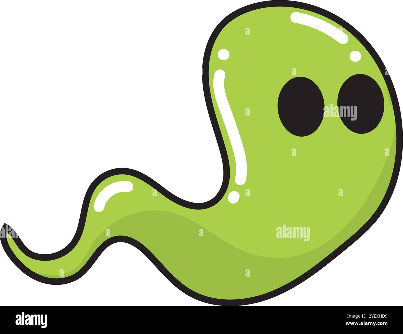 Green ghost cartoon with smooth shiny surface, Vector Stock Vector ...