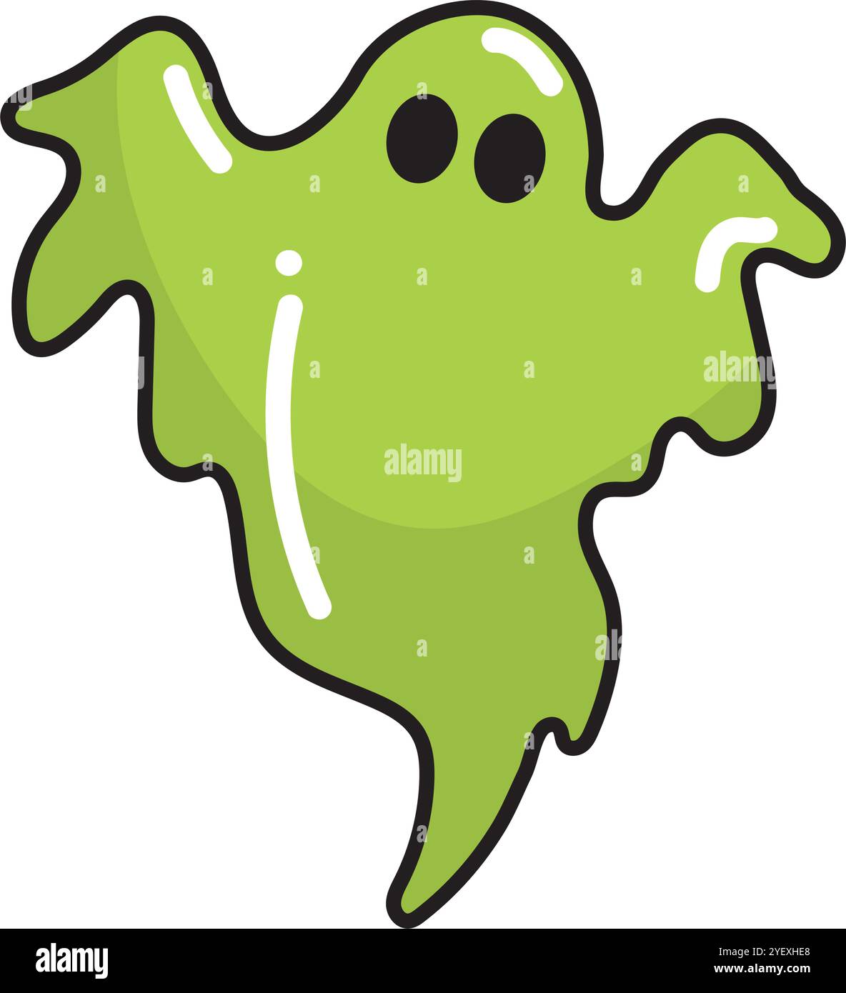 Green ghost cartoon with smooth shiny surface, Vector Stock Vector ...