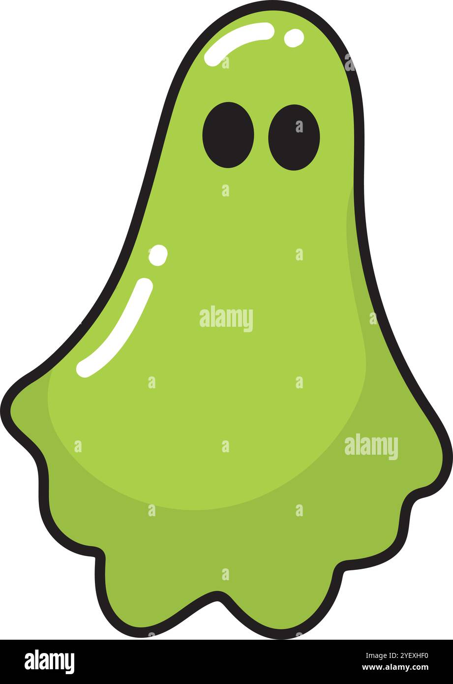 Green ghost cartoon with smooth shiny surface, Vector Stock Vector ...
