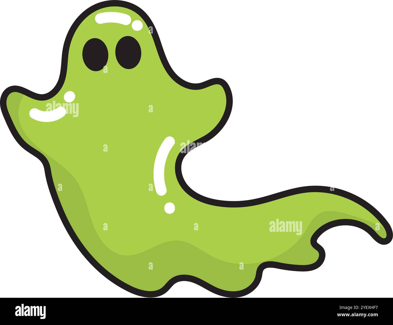 Green ghost cartoon with smooth shiny surface, Vector Stock Vector ...