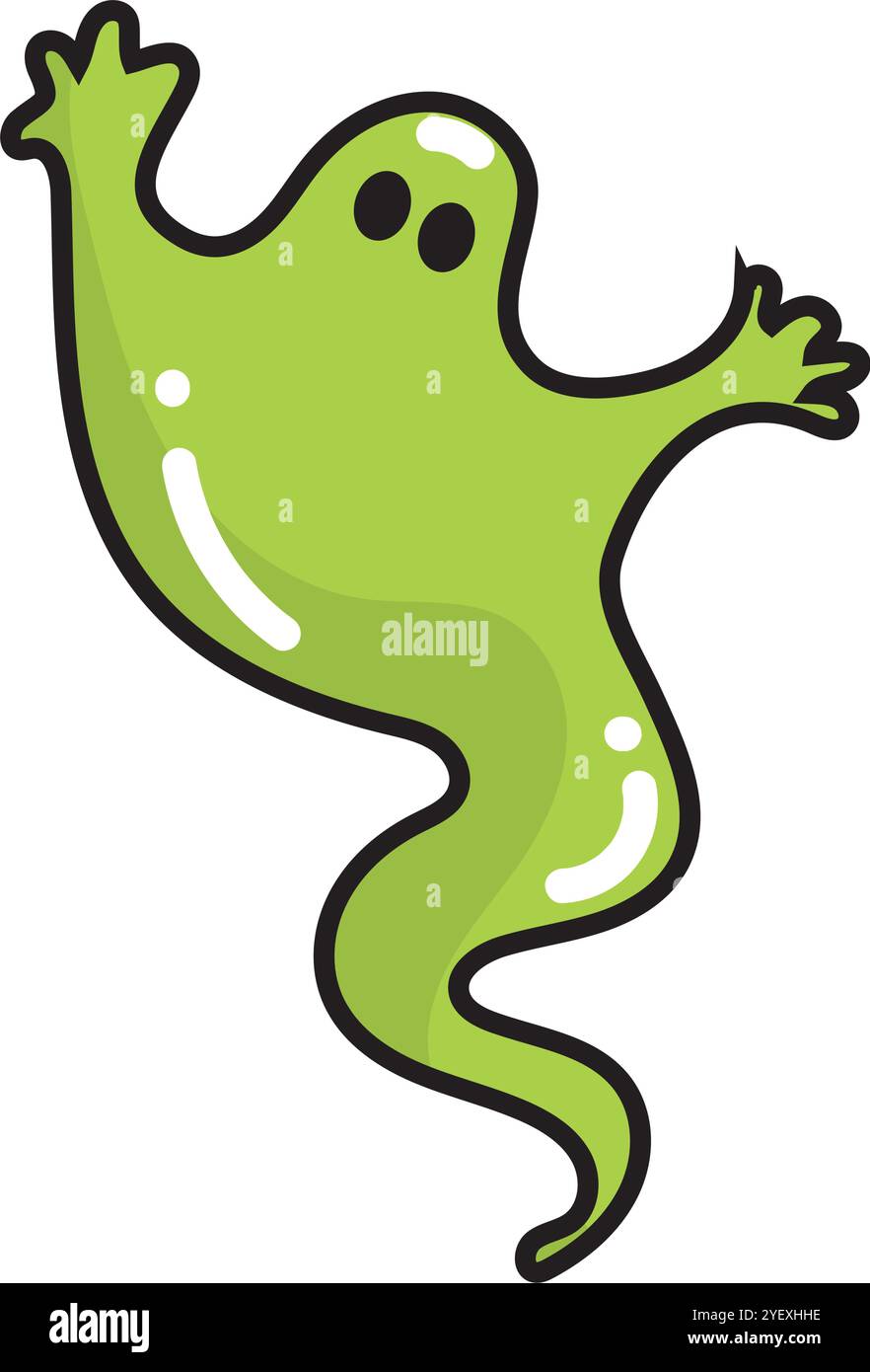 Green ghost cartoon with smooth shiny surface, Vector Stock Vector ...