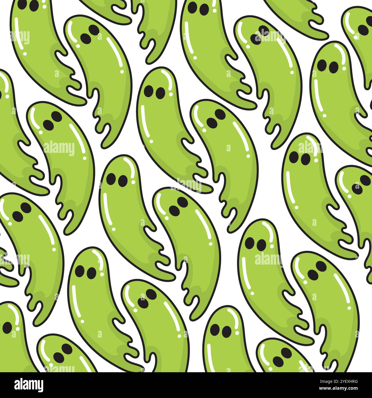 Pattern of green slime ghosts with cartoon style, Vector Stock Vector ...