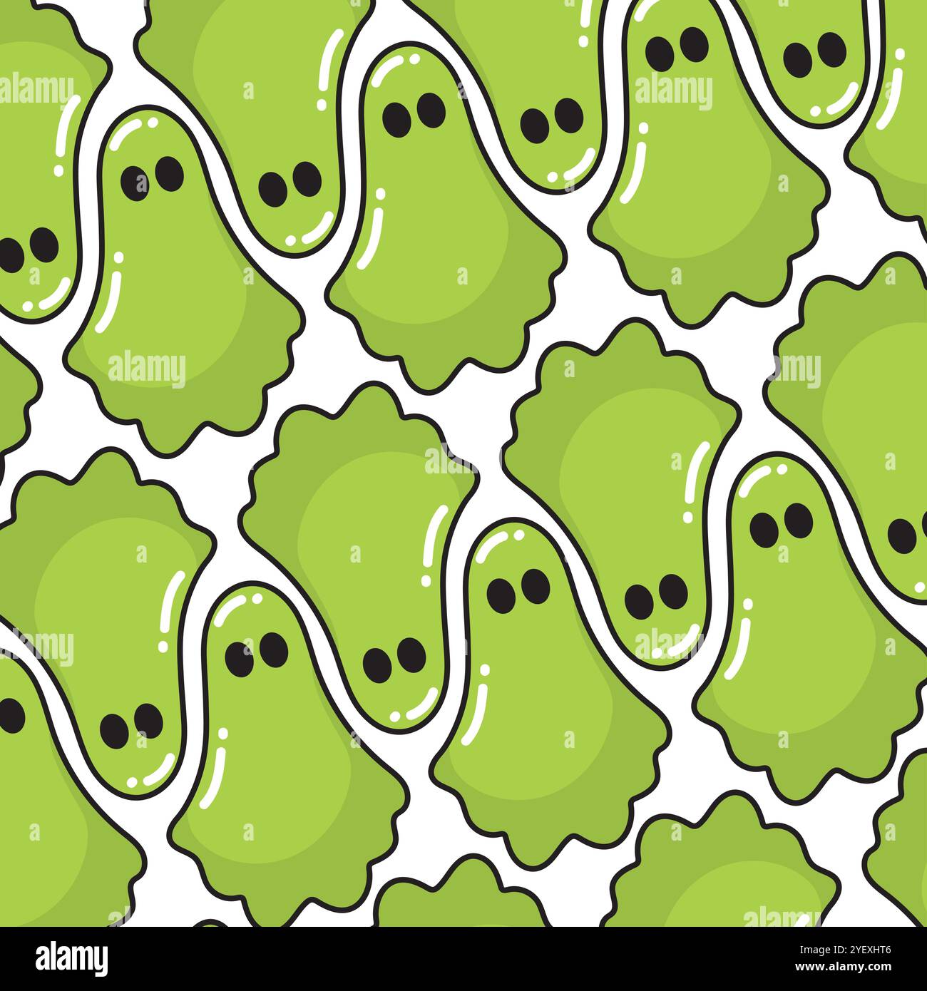 Pattern of green slime ghosts with cartoon style, Vector Stock Vector ...
