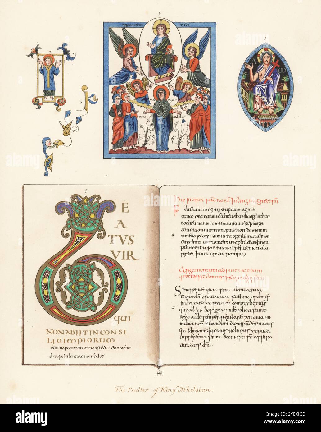 Psalter of King Athelstan, Cottonian MS, 8th century. Drawing of the ...