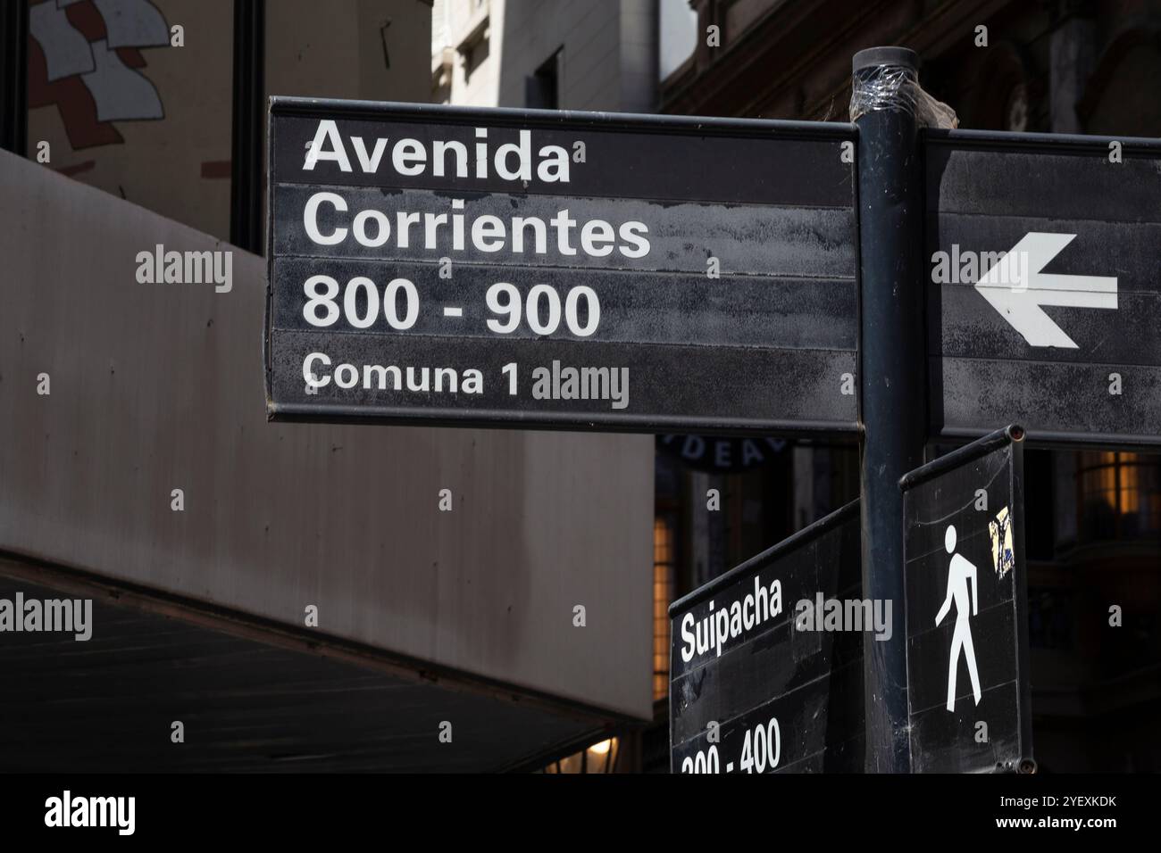 Signpost arrows with street names in the Buenos Aires city, Argentina ...