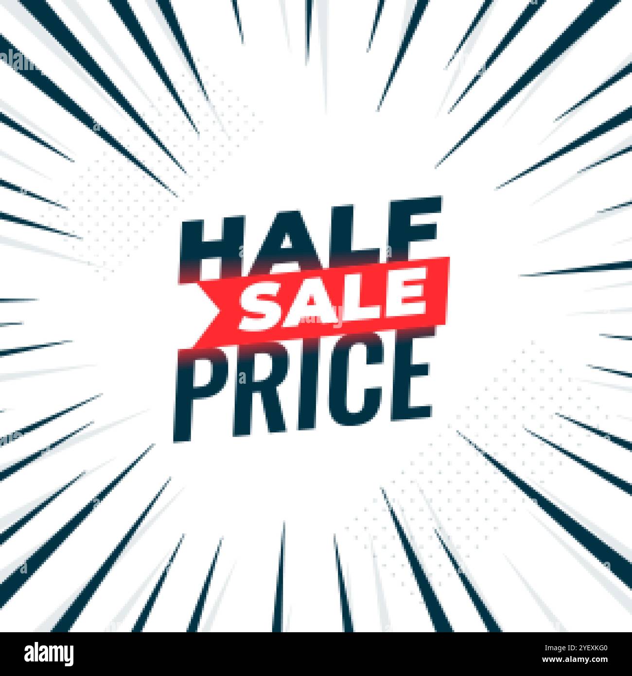 half price sale banner with zoom lines Stock Vector Image & Art - Alamy