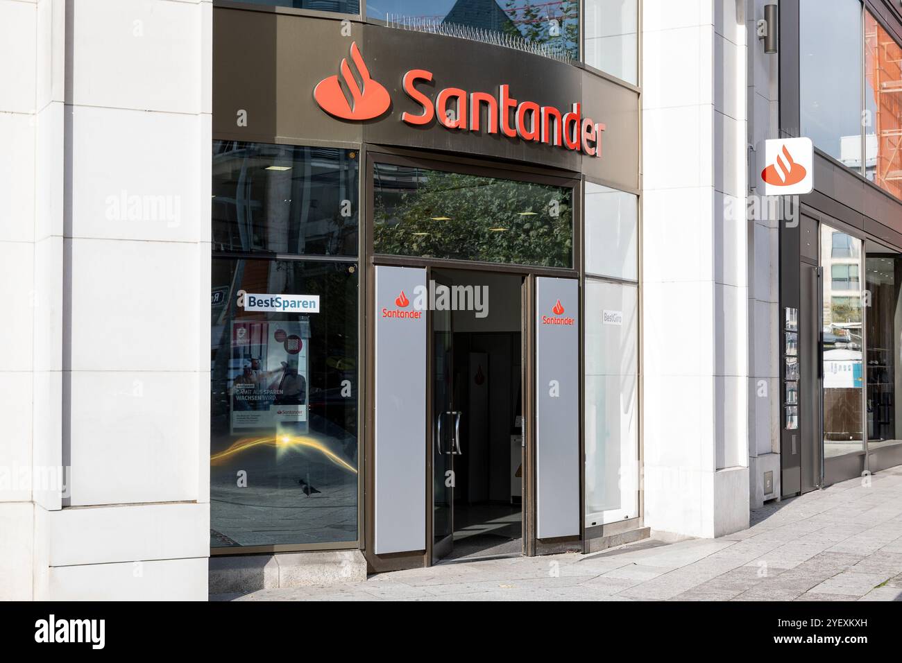 Frankfurt Germany - October 26, 2024: the exterior of a Santander bank ...