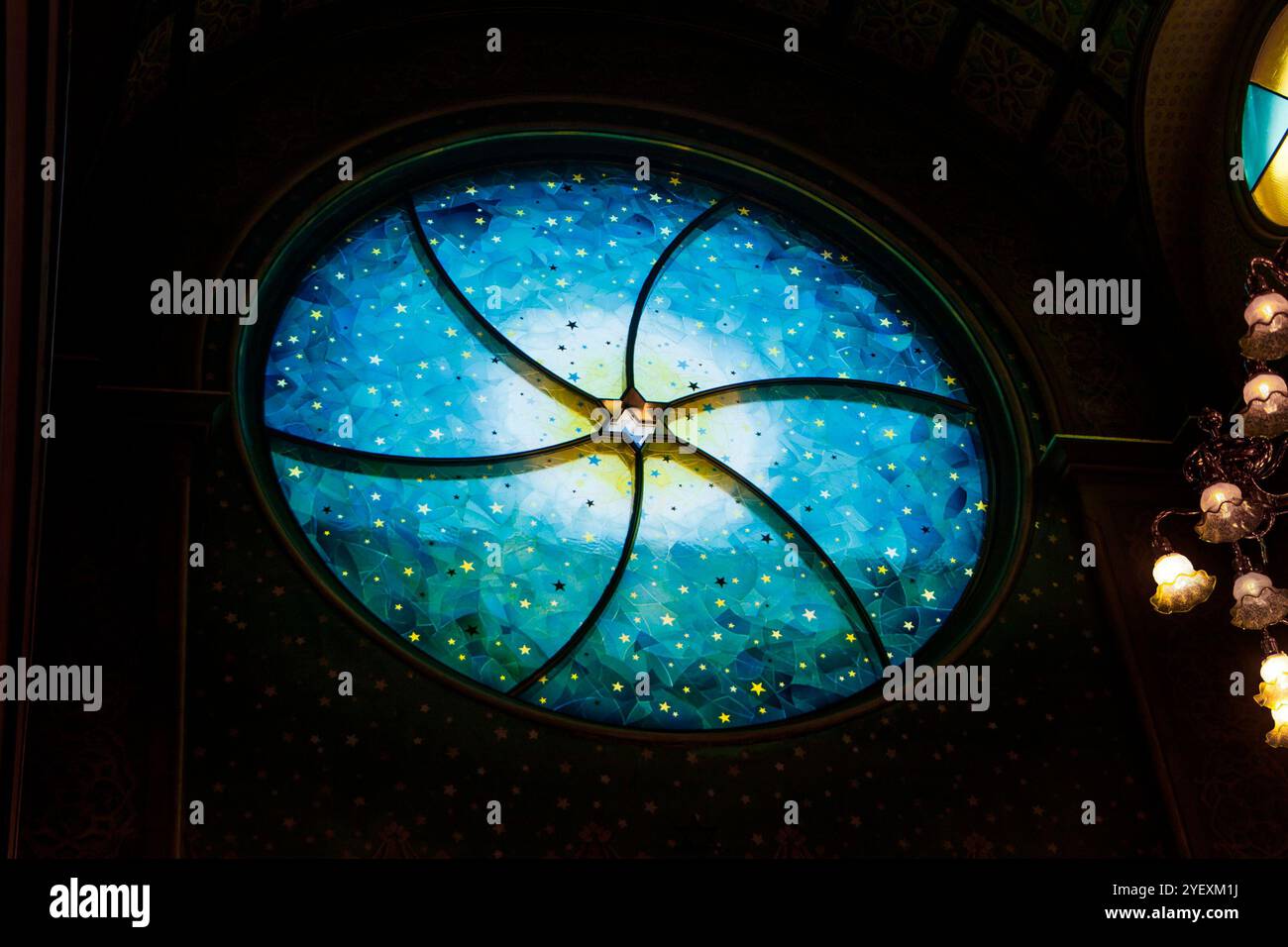 modern circular rose window stained glass at the 1887 eldridge street ...
