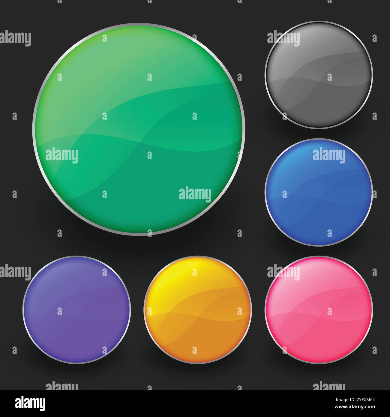 six shiny empty circular buttons pack design Stock Vector Image & Art - Alamy