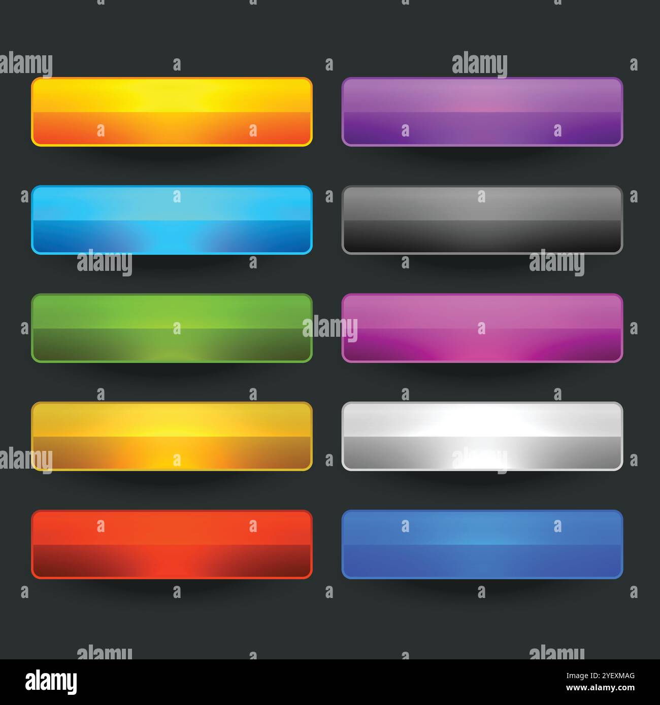 ten glossy shiny wide empty buttons design Stock Vector Image & Art - Alamy