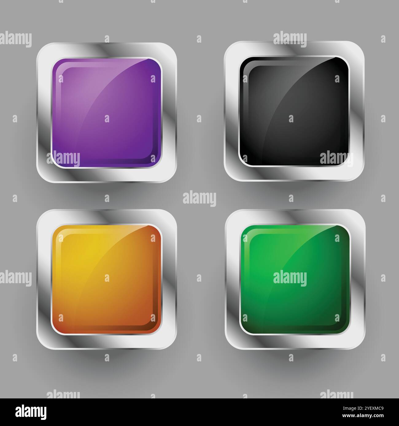shiny four rounded square buttons design set Stock Vector Image & Art ...