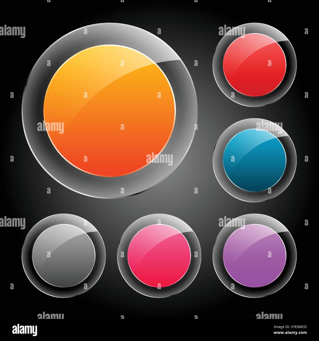 six glossy glass buttons in different colors Stock Vector Image & Art ...