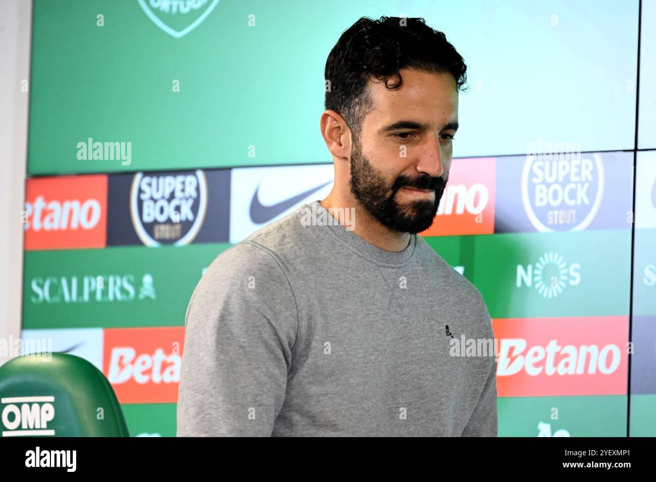Sporting CP manager Ruben Amorim during a post-match press conference ...
