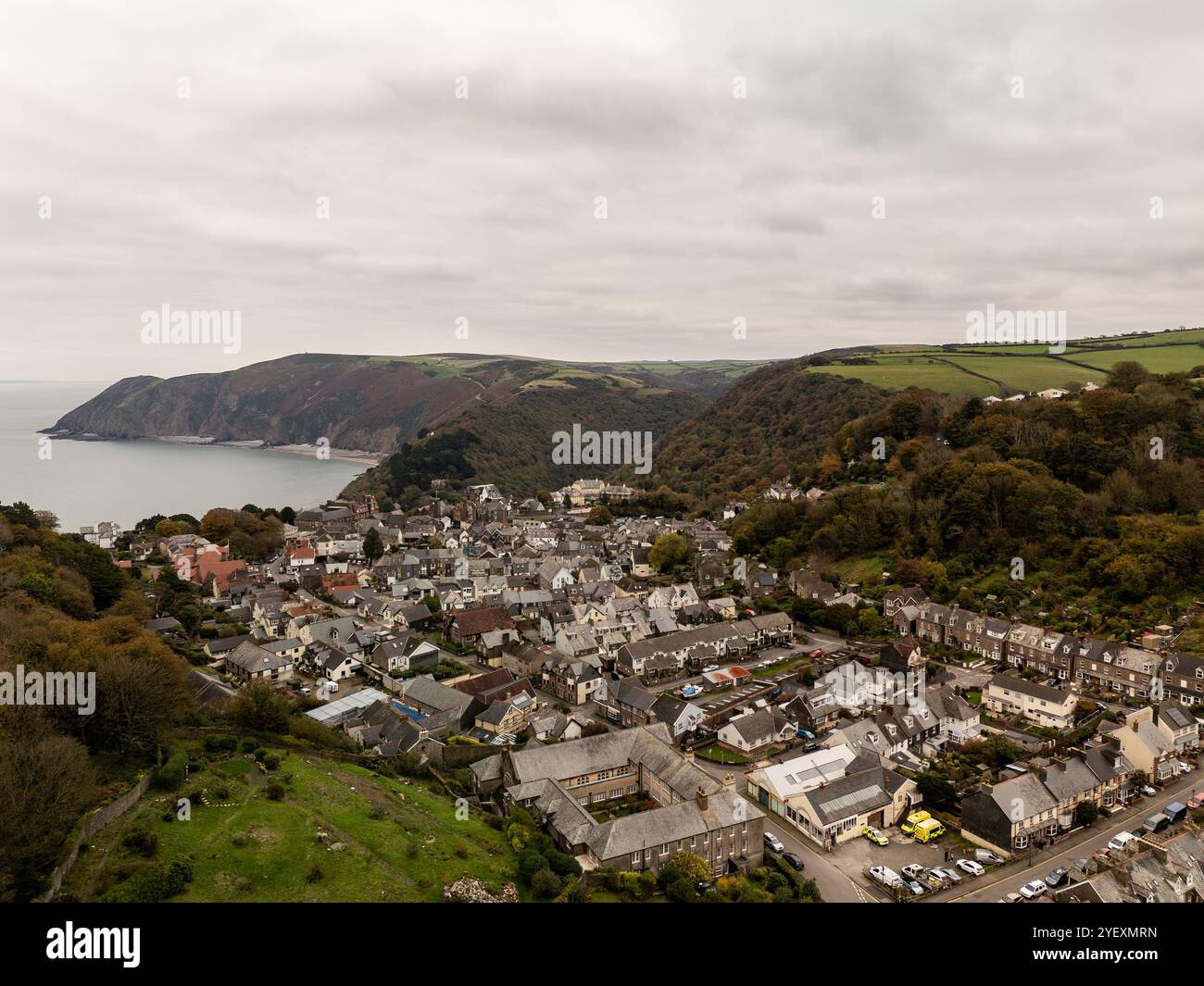 Aerial view combe martin village hi-res stock photography and images ...
