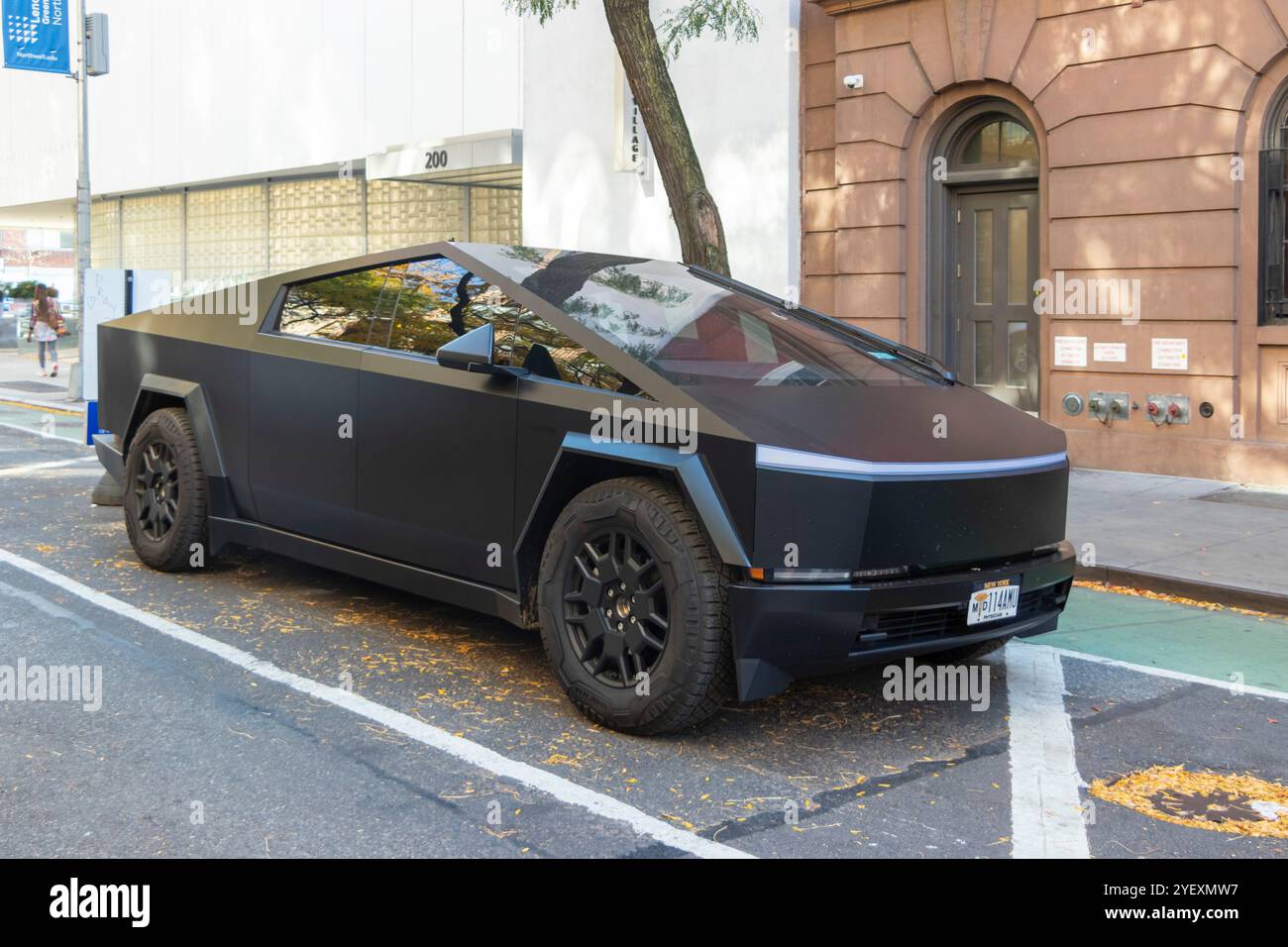 matt black tesla cybertruck parked in new york city manhattan usa Stock ...