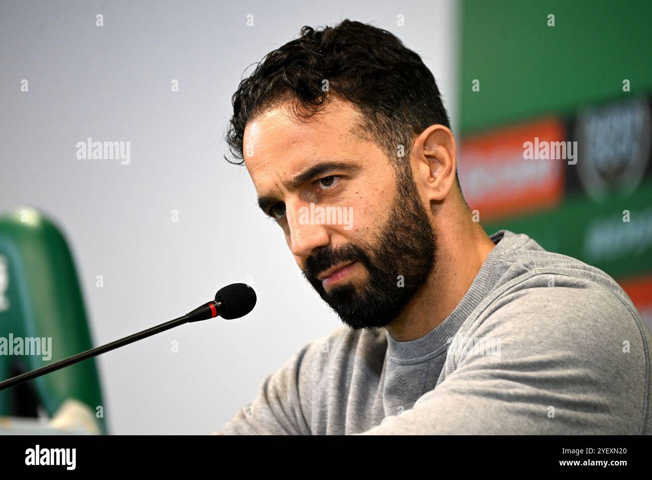 Sporting CP manager Ruben Amorim during a post-match press conference ...