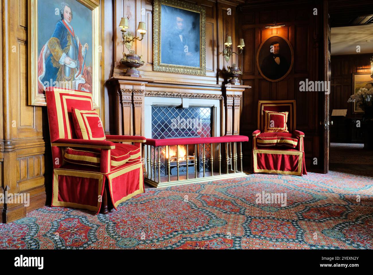 The Oak Hall at the Ashford Castle, in Cong, County Mayo, Ireland; a ...