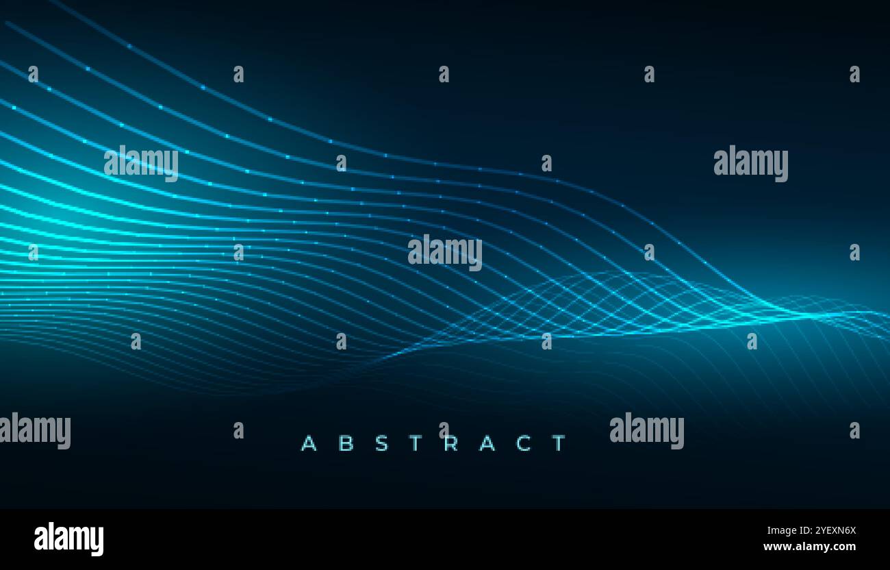digital technology blue wave lines background design Stock Vector Image ...