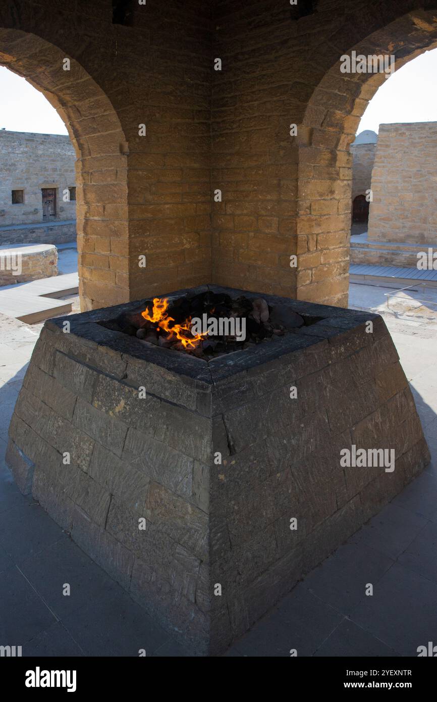 Close-up of an eternal flame at the 17th century Atashgah Zoroastrian ...