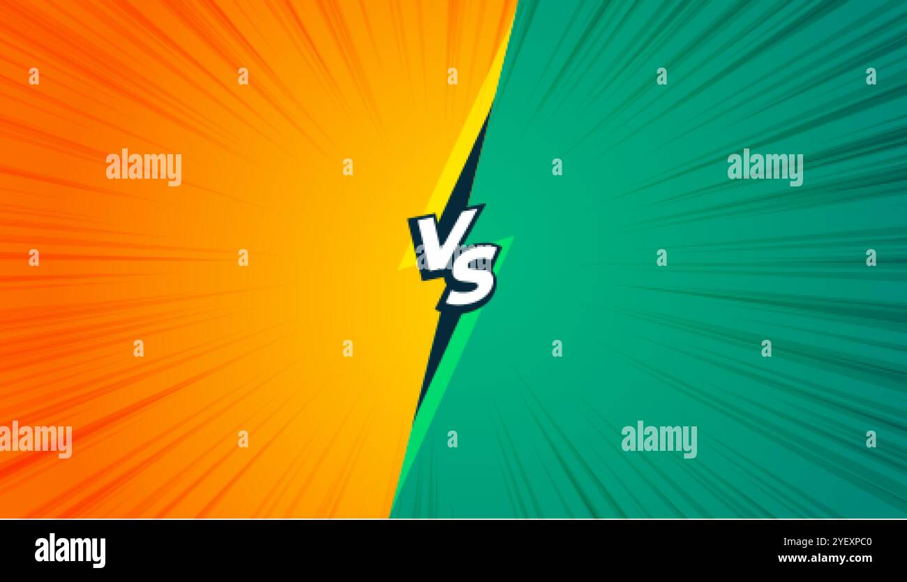 comic style versus vs banner in yellow and turquoise color Stock Vector ...