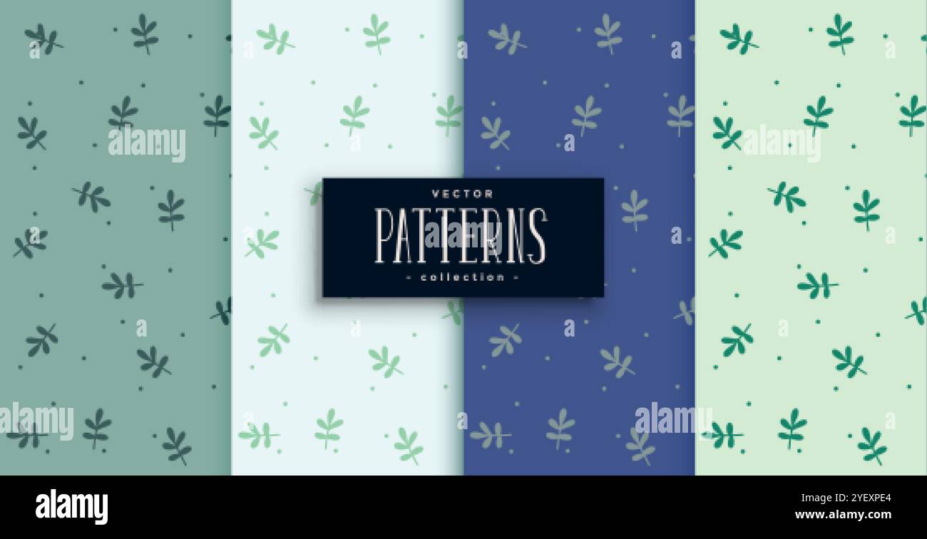 cute small leaves pattern in four color shades Stock Vector Image & Art ...