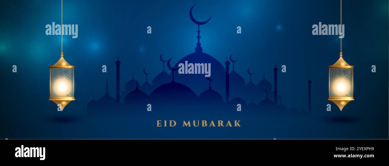 Happy eid event wallpaper in blue Stock Vector Images - Alamy