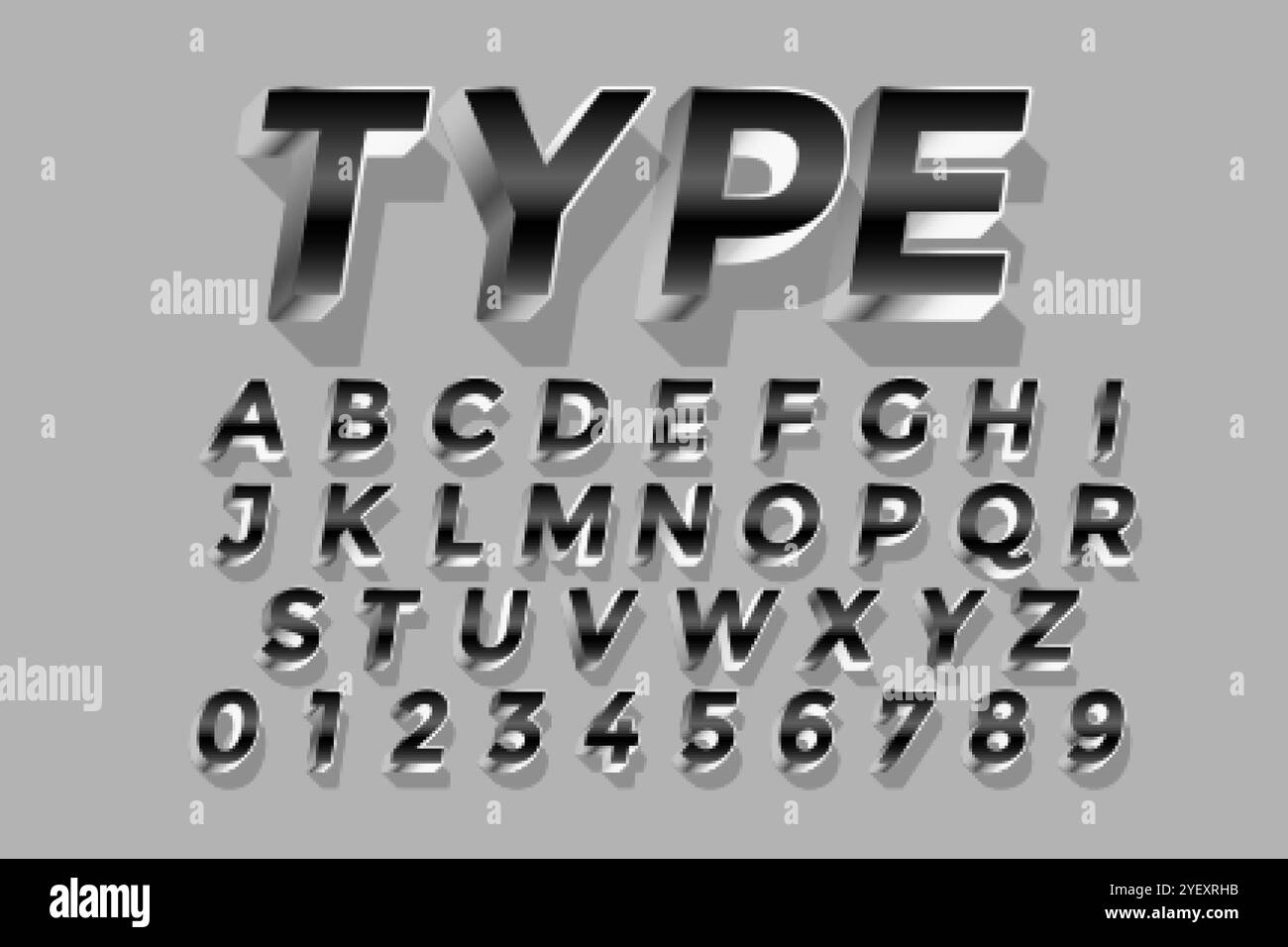 3d style silver shiny text effect design alphabets Stock Vector Image ...