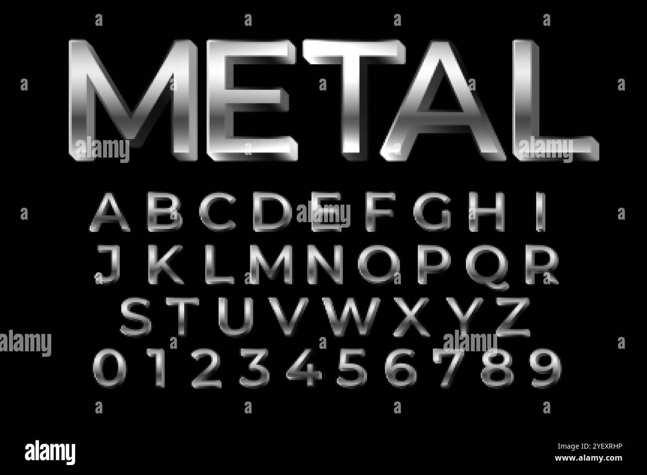 metallic 3d text effect alphabets and numbers Stock Vector Image & Art ...