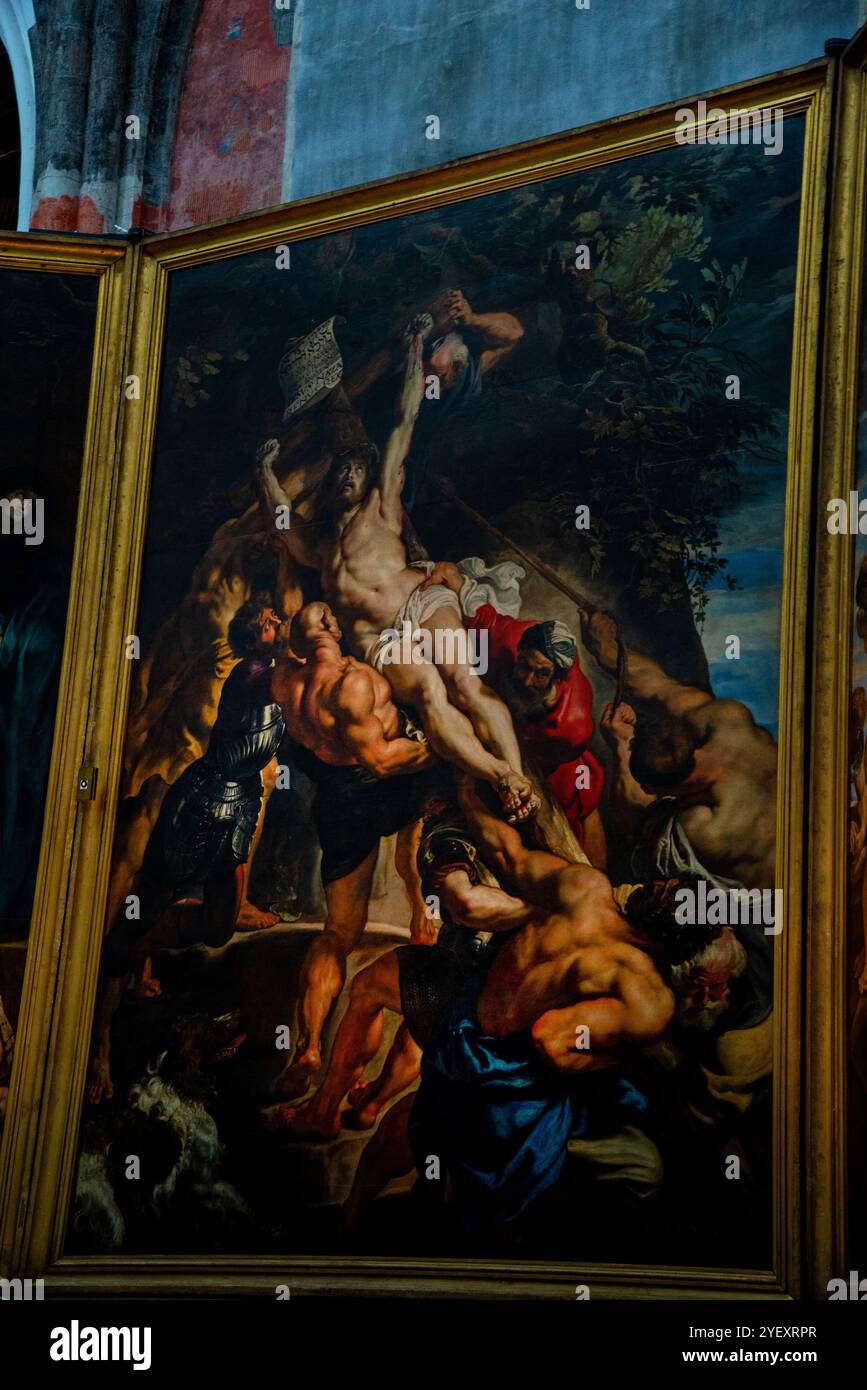 The Elevation of the Cross by Peter Paul Rubens at the Cathedral of Our Lady in Antwerp, Belgium ...