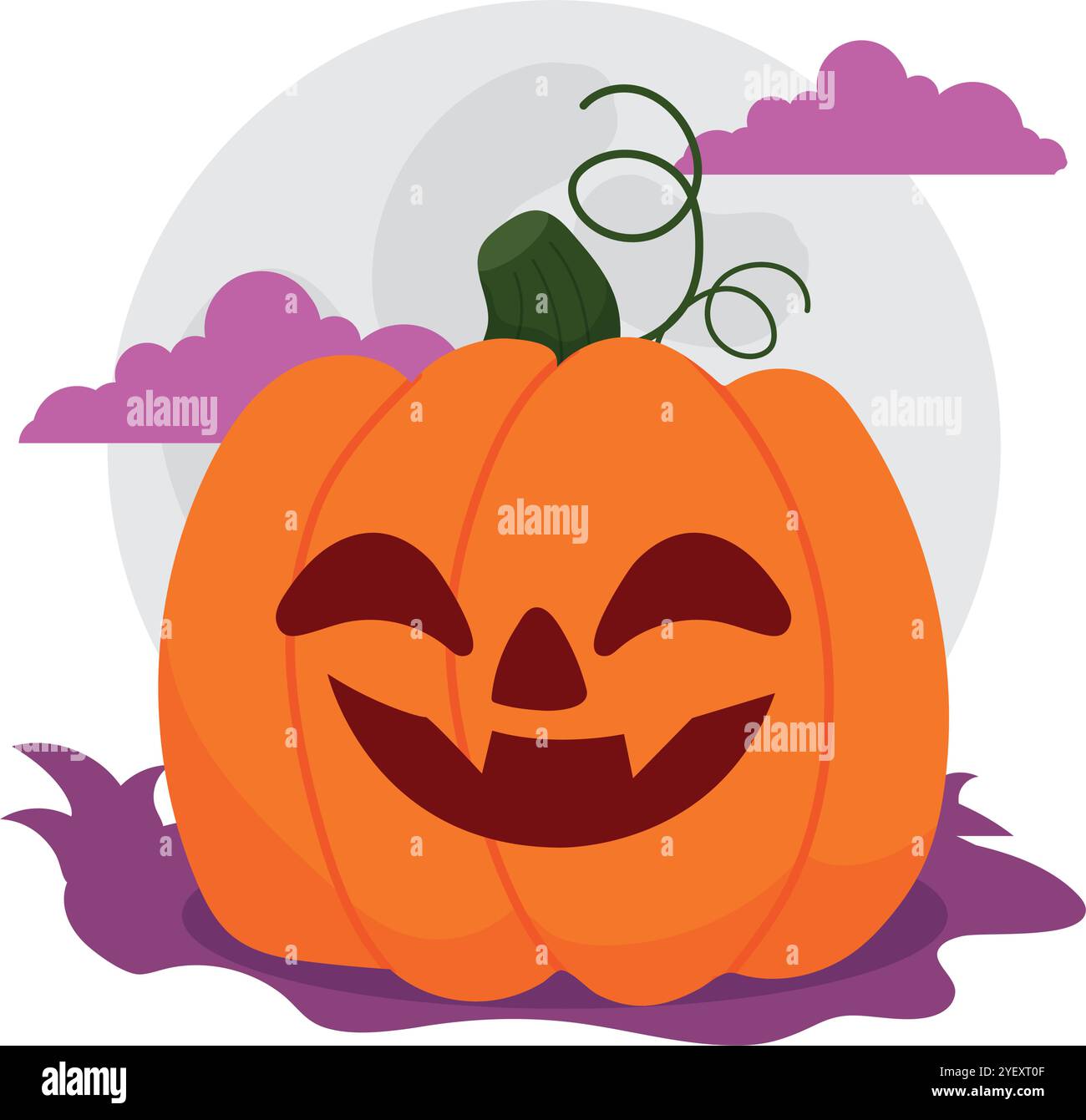 Happy Jack-o -lantern pumpkin with full moon, Vector Stock Vector Image & Art - Alamy