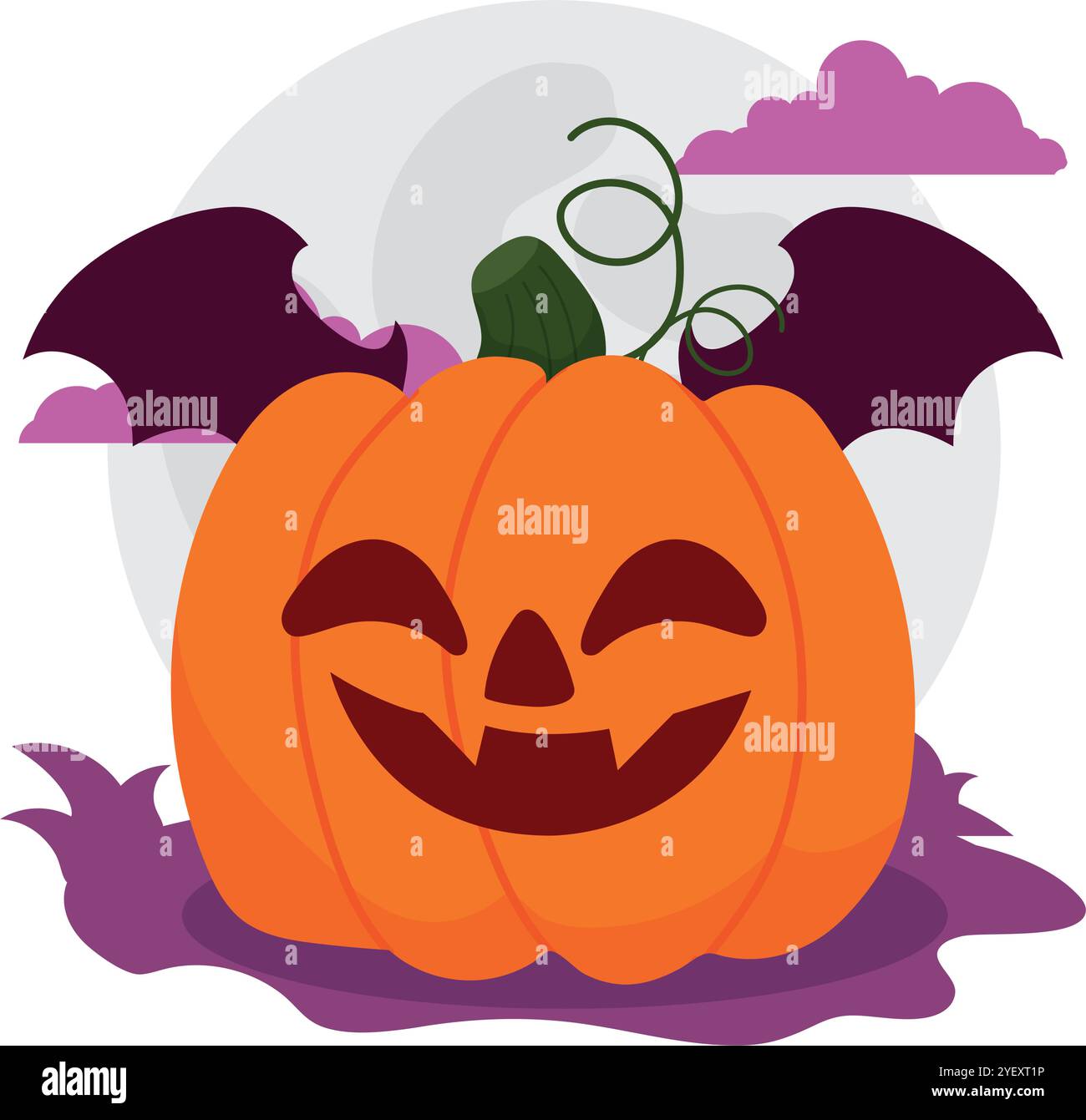 Happy jack-o -lantern pumpkin with bat wings, Vector Stock Vector Image & Art - Alamy