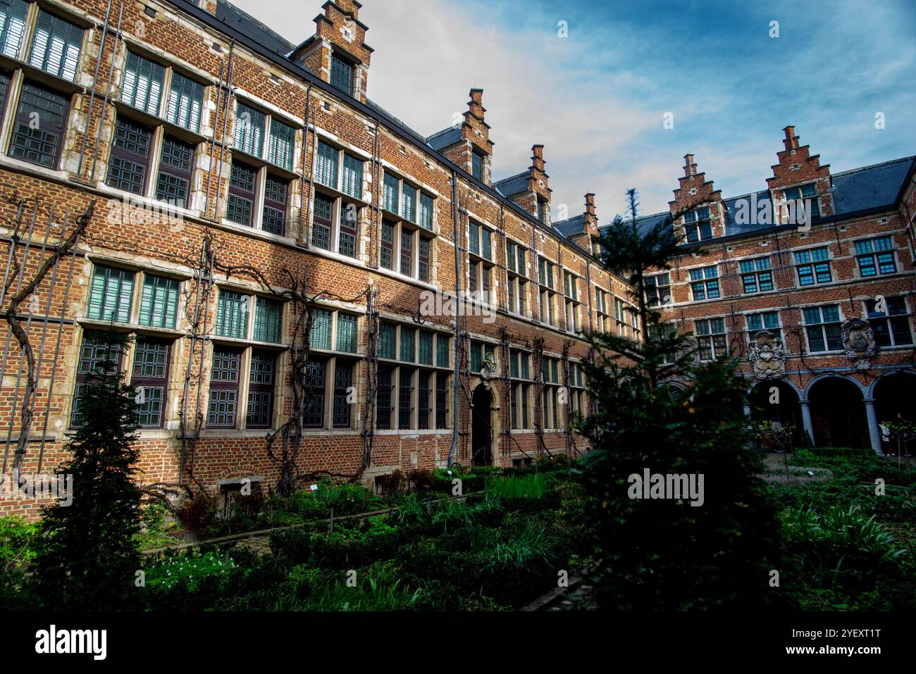 Flemish Renaissance style courtyard of Plantin-Moretus Museum in ...