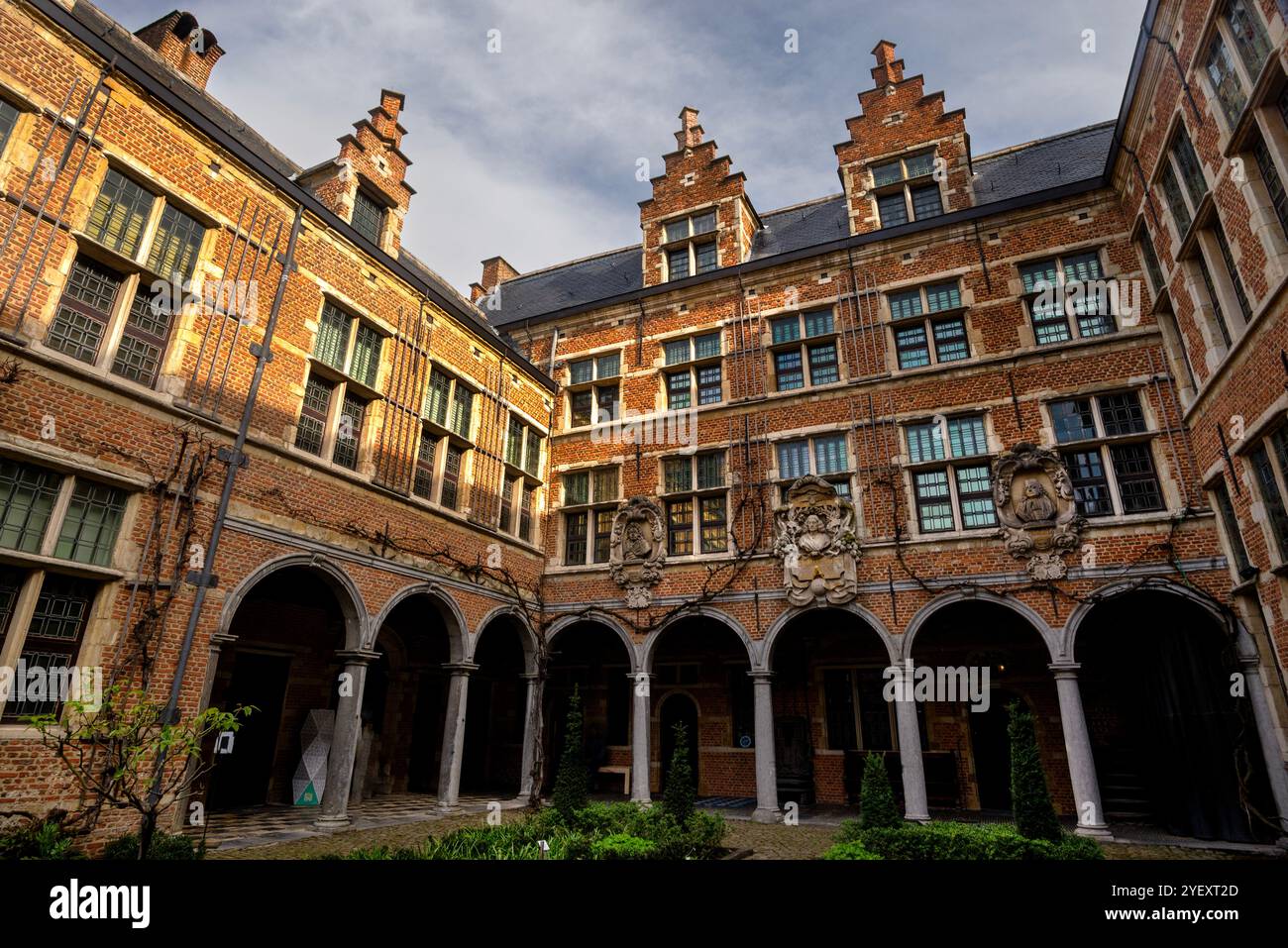 Flemish Renaissance style courtyard of Plantin-Moretus Museum in ...