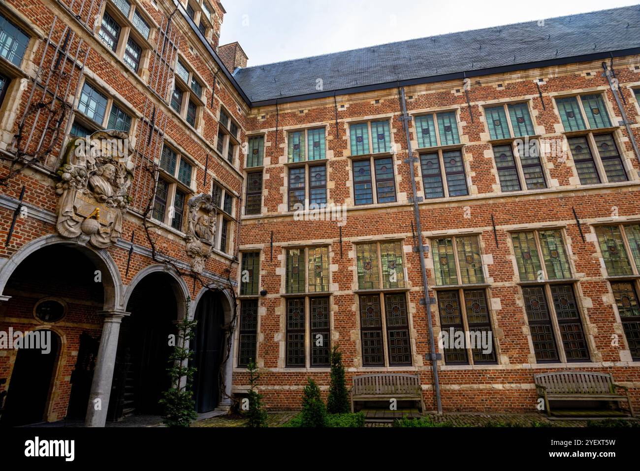 Flemish Renaissance style courtyard of Plantin-Moretus Museum in ...