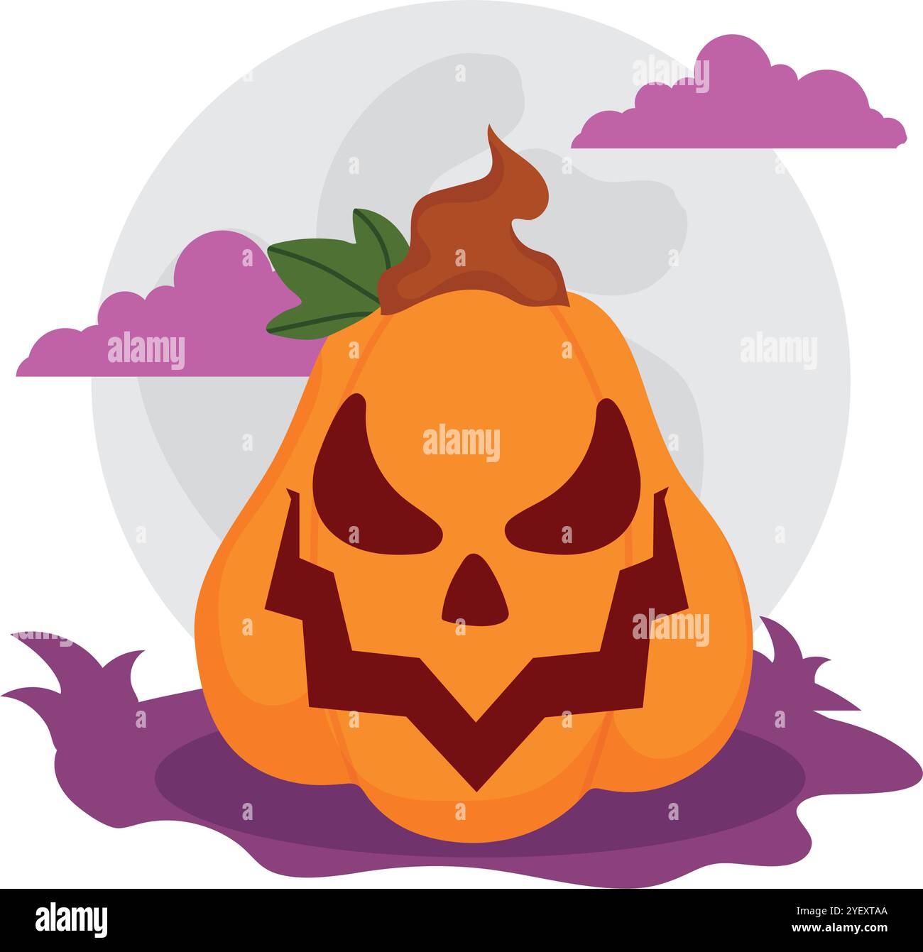 Scary pear-shaped jack-o -lantern pumpkin with moon, Vector Stock ...