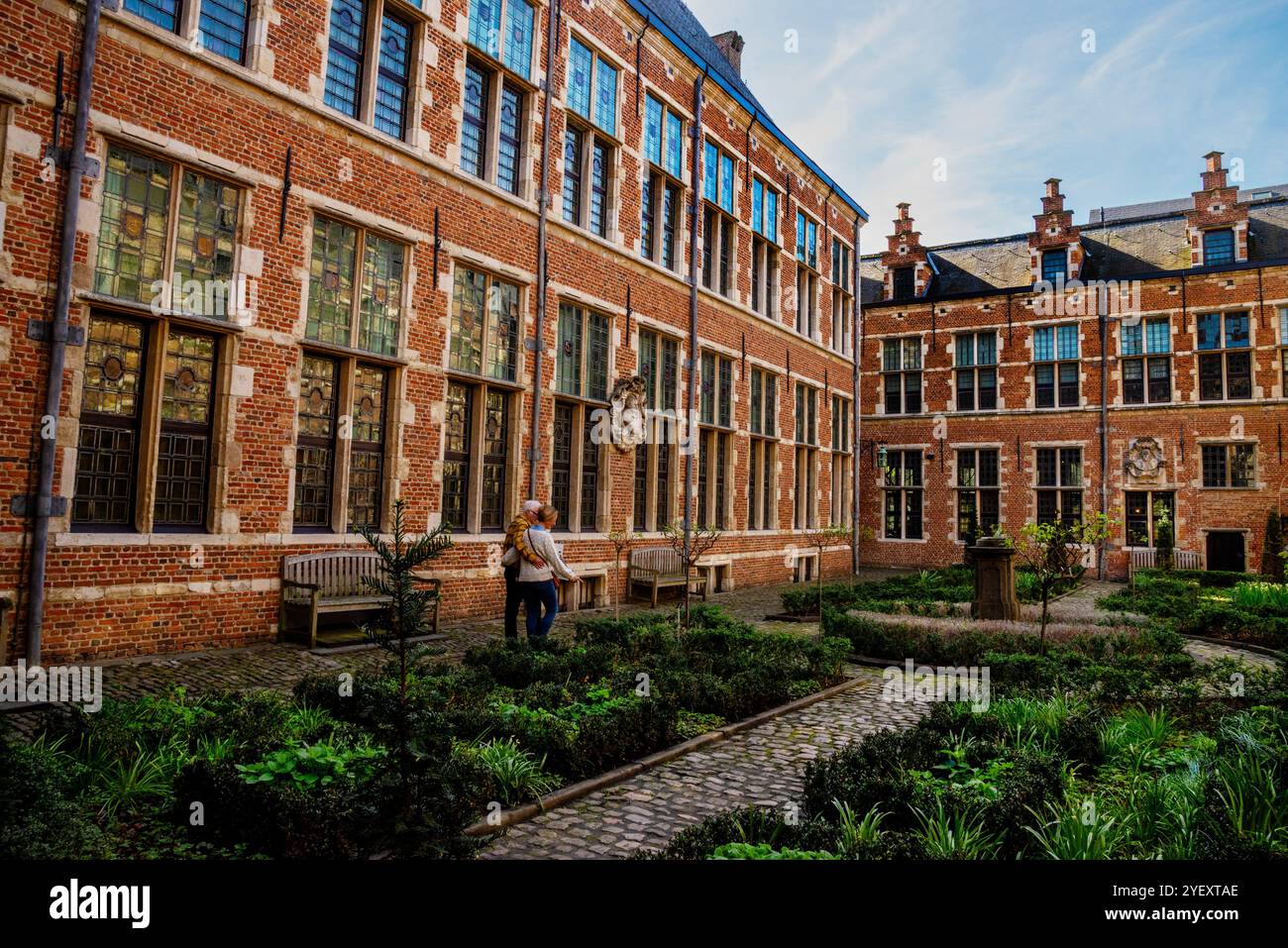 Flemish Renaissance style courtyard of Plantin-Moretus Museum in ...