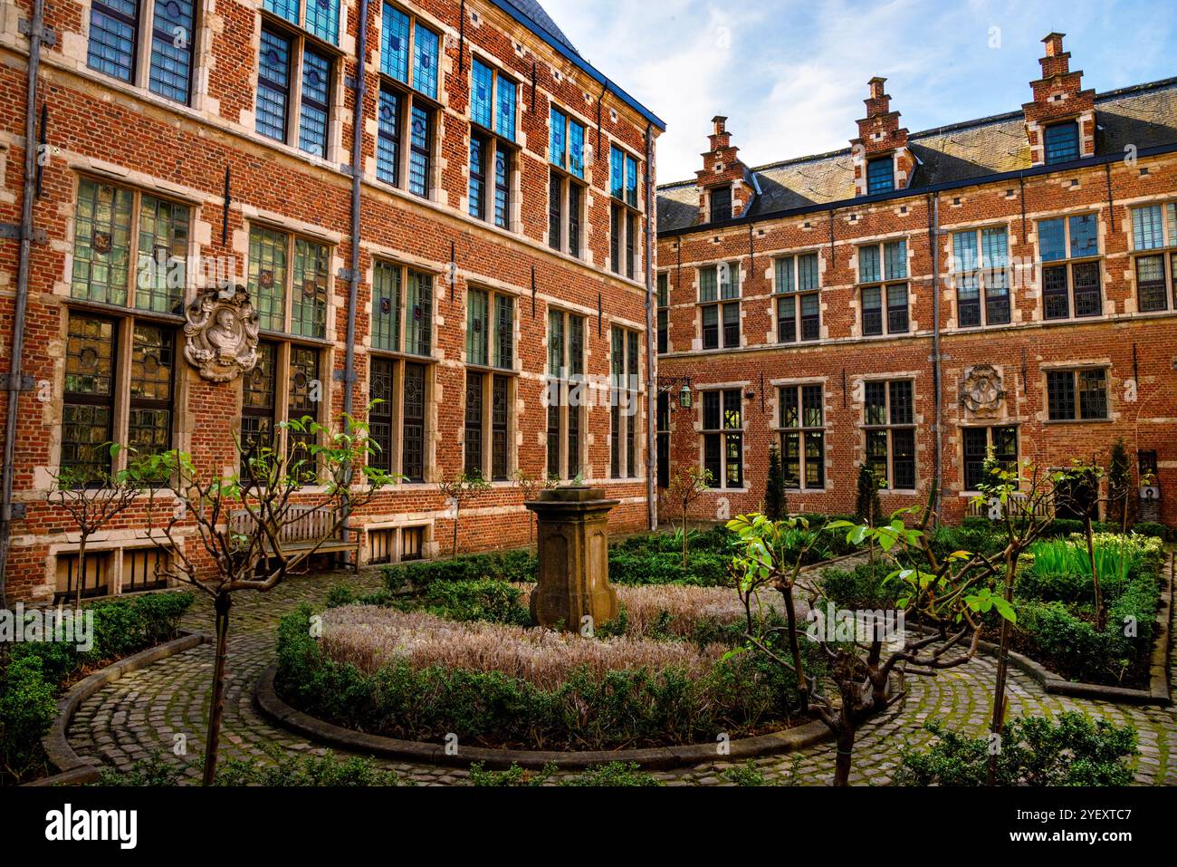 Flemish Renaissance style courtyard of Plantin-Moretus Museum in ...