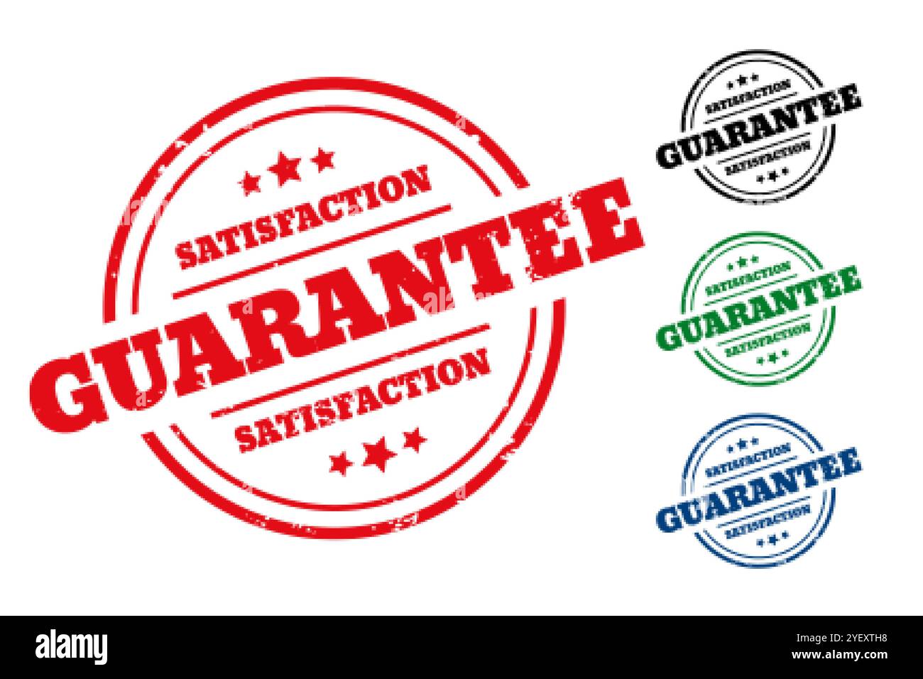 satisfaction guarantee rubber stamp label set of four Stock Vector ...