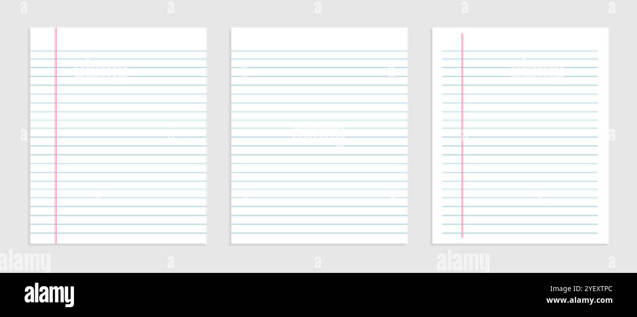 blank sheet of lined notebook paper set Stock Vector Image & Art - Alamy